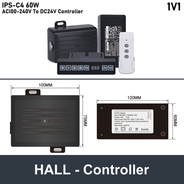Hall Electric Linear Motion Actuator 24V DC Motor 4000N 880LB Load - D – DIHOOL