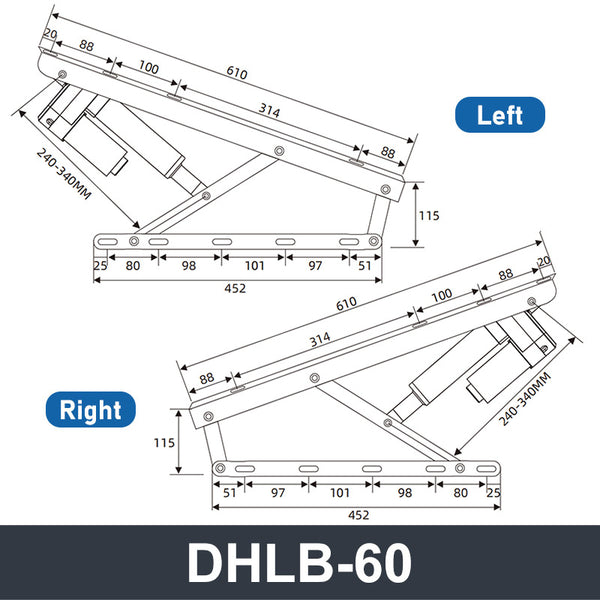DHLB Electric Lifting Bracket DC 12V/24V/Hall Motor 500N 110LB Load - – DIHOOL