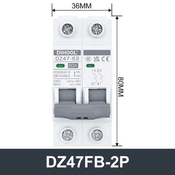 DZ47FB-1/2/3/4P Miniature Circuit Breaker Grey Handie With Indication – DIHOOL