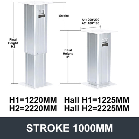Electric Lifting Column 12V DC Motor 2100N 462LB Load - DHLC3000-A – DIHOOL
