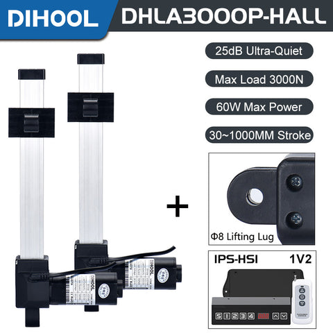 Hall Electric Linear Motion Actuator 24V DC Motor 3000N 660LB Load - D ...