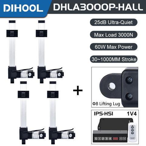 Hall Electric Linear Motion Actuator 24V DC Motor 3000N 660LB Load - D – DIHOOL