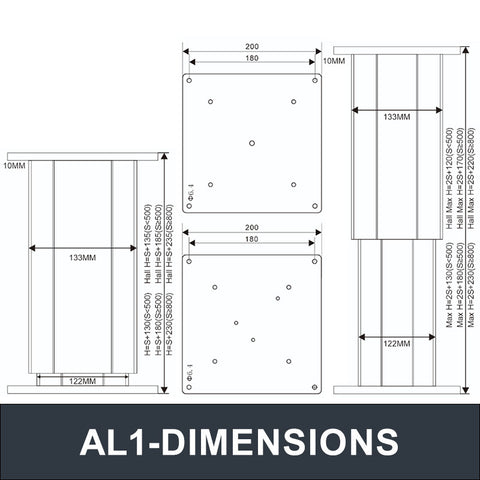 Electric Lifting Column 12V DC Motor 2100N 462LB Load - DHLC3000-AL ...