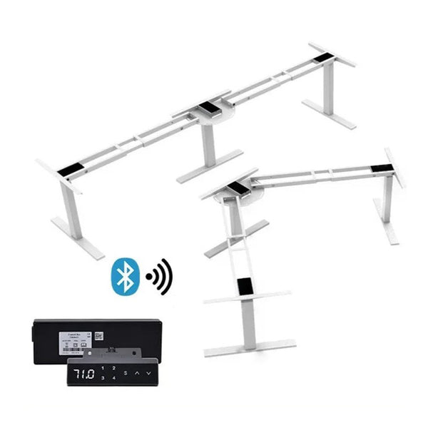 Electric Height Adjustable L Shaped Return Desk 3 Stage Leg Frame ...